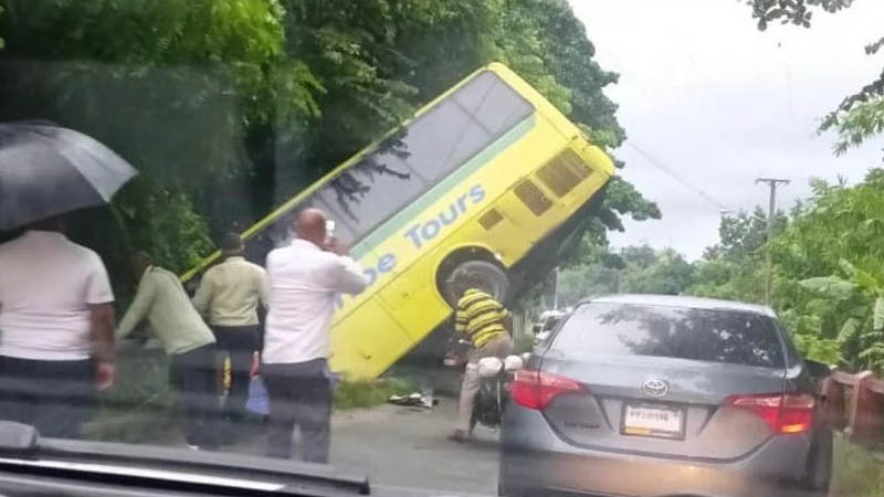 Autobús de zona franca cae por un puente Autobús de zona franca cae por un puente